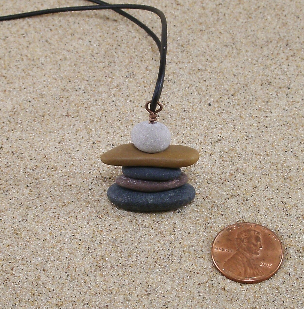 Lake Michigan Inukshuk Style Beach Stone 18 Inch Cairn Pendant Necklace ...