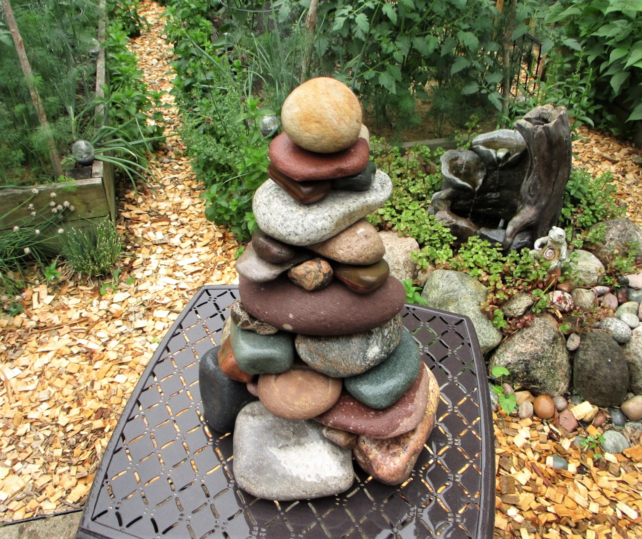 Zen Large Stacked Stone Garden Cairn, Lake Michigan & Lake Superior ...