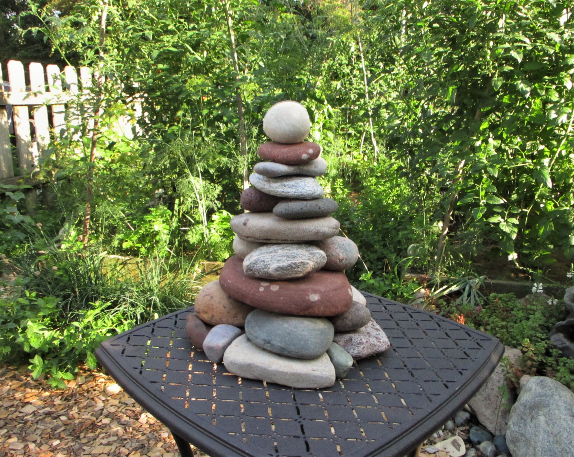 Large Garden Cairn from Lake Michigan & Superior Beach Stones, Re ...