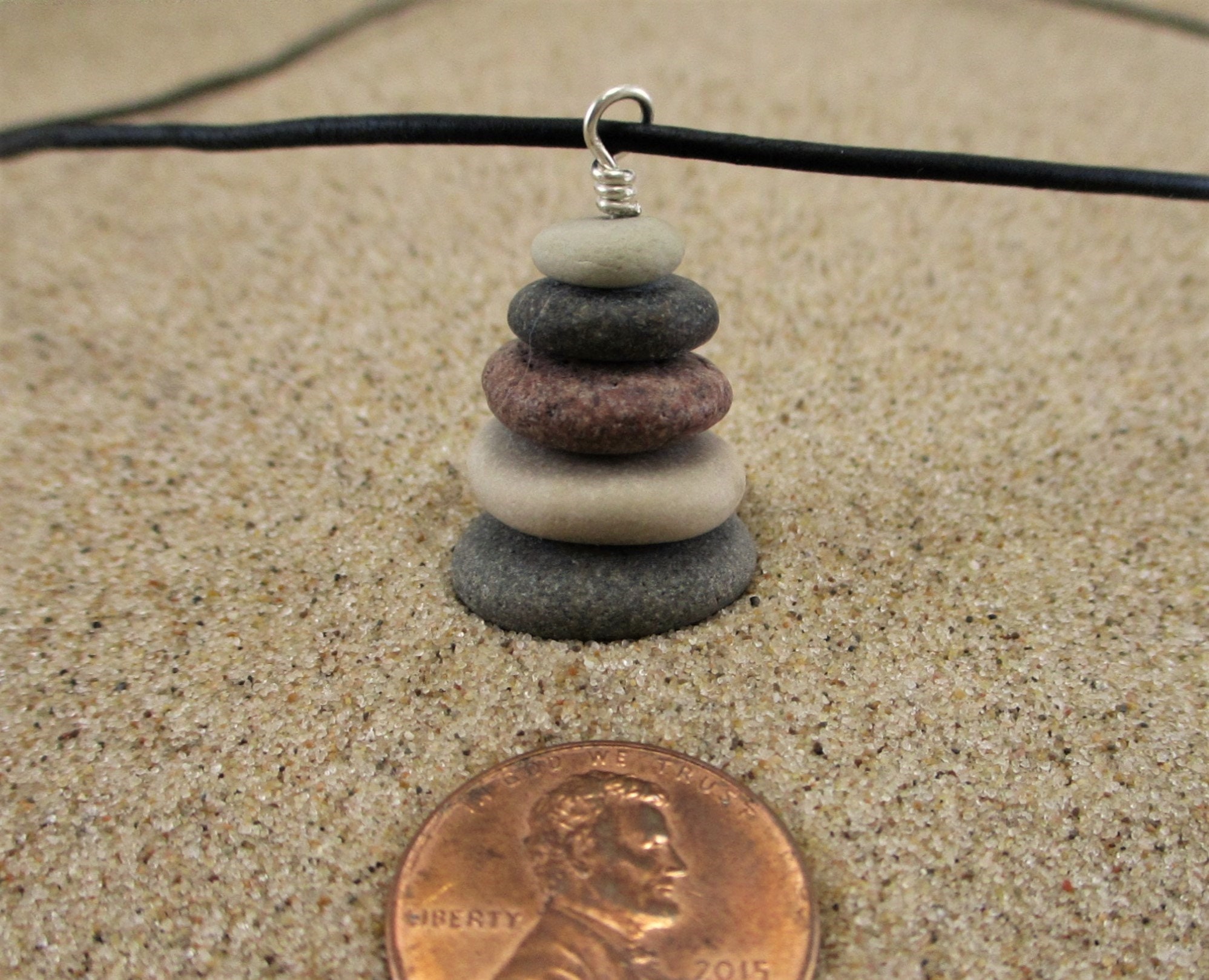 Pure Michigan Stone Cairn Necklace, 18 Inch Pebble Pendant with ...