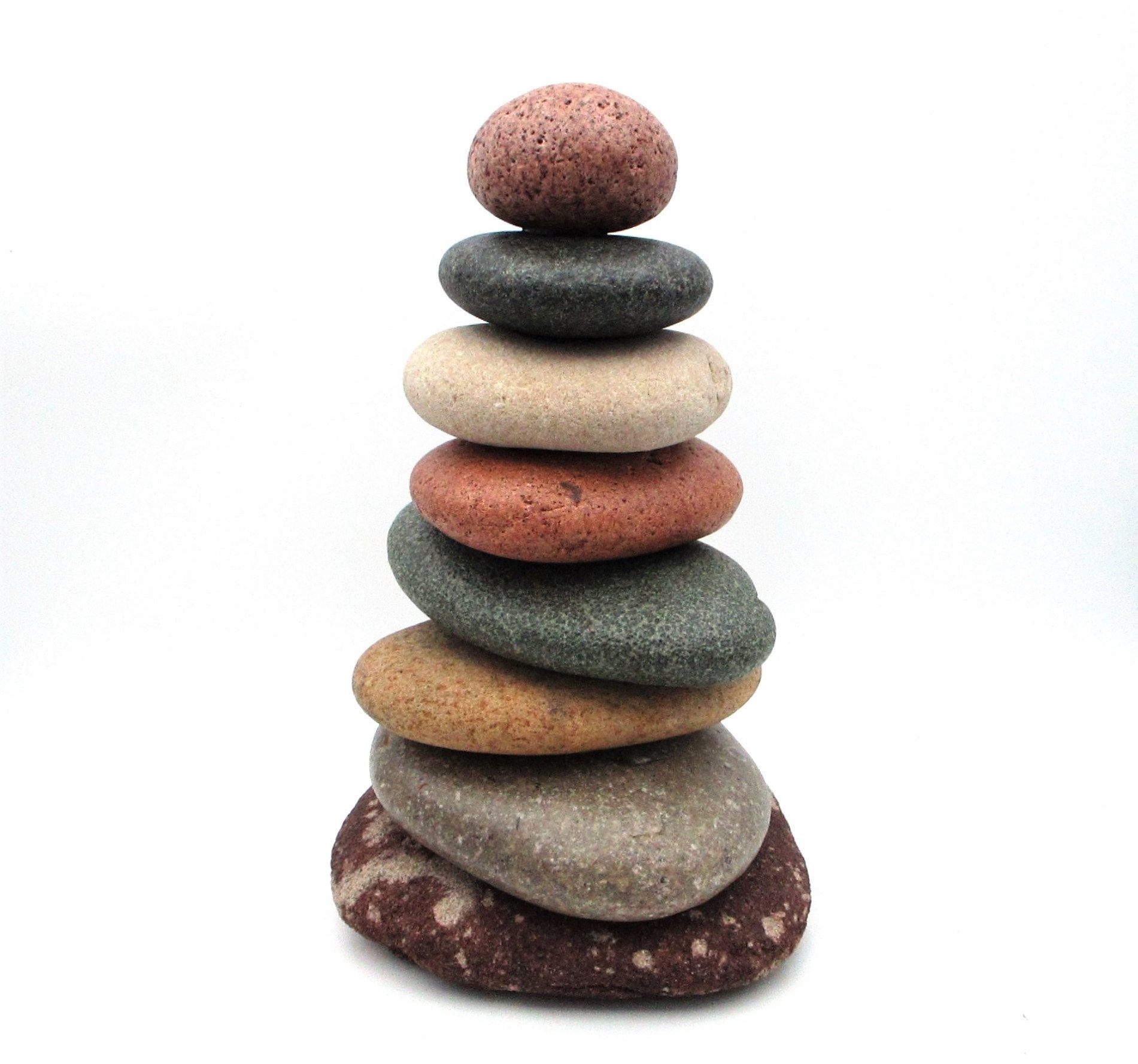 Colorful Rock Cairn from Lakes Superior and Michigan #349, Large ...