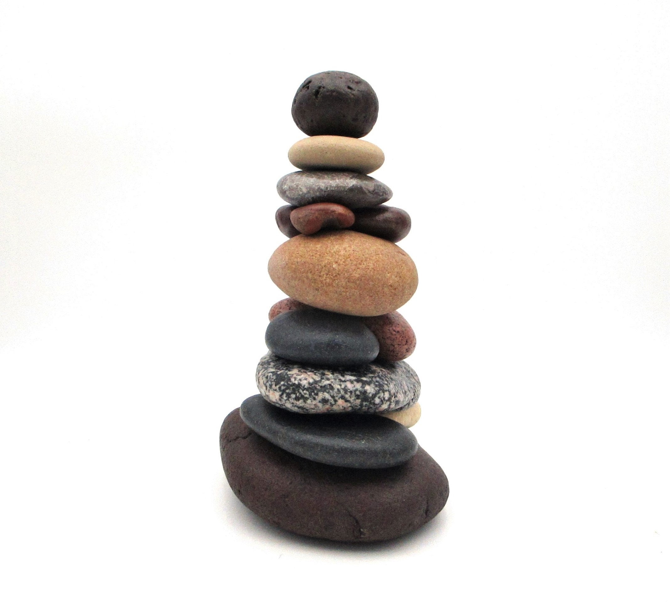 Rock Cairn for Home or Office, Pure Michigan Beach Stone Cairn #288 ...