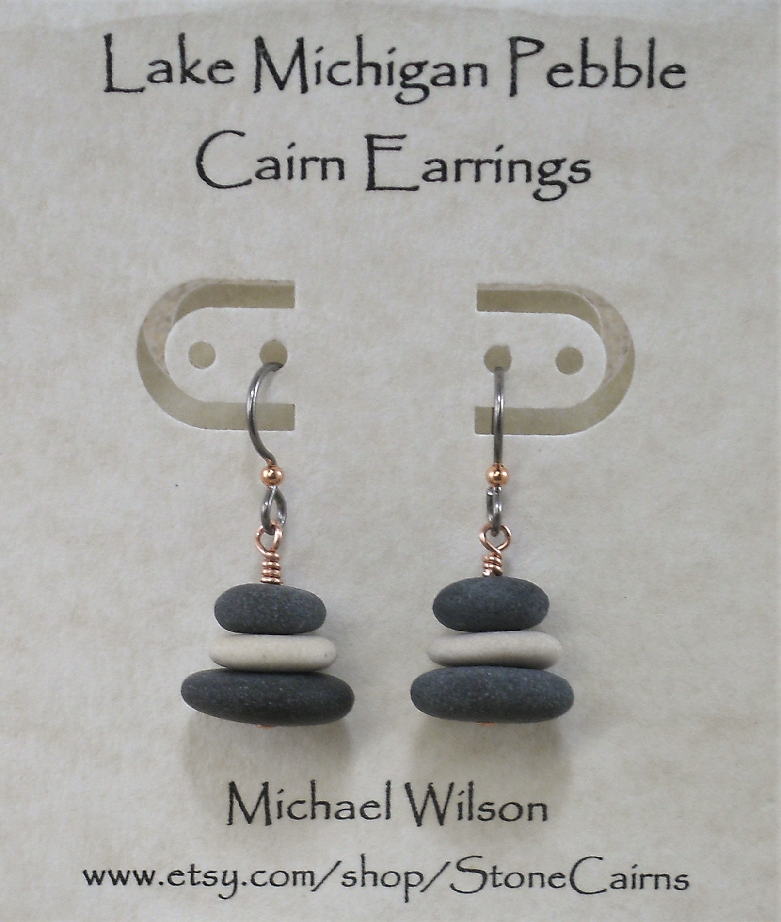 Lake Michigan Stacked Beach Stone Pebble Cairn Earrings, Hypo ...