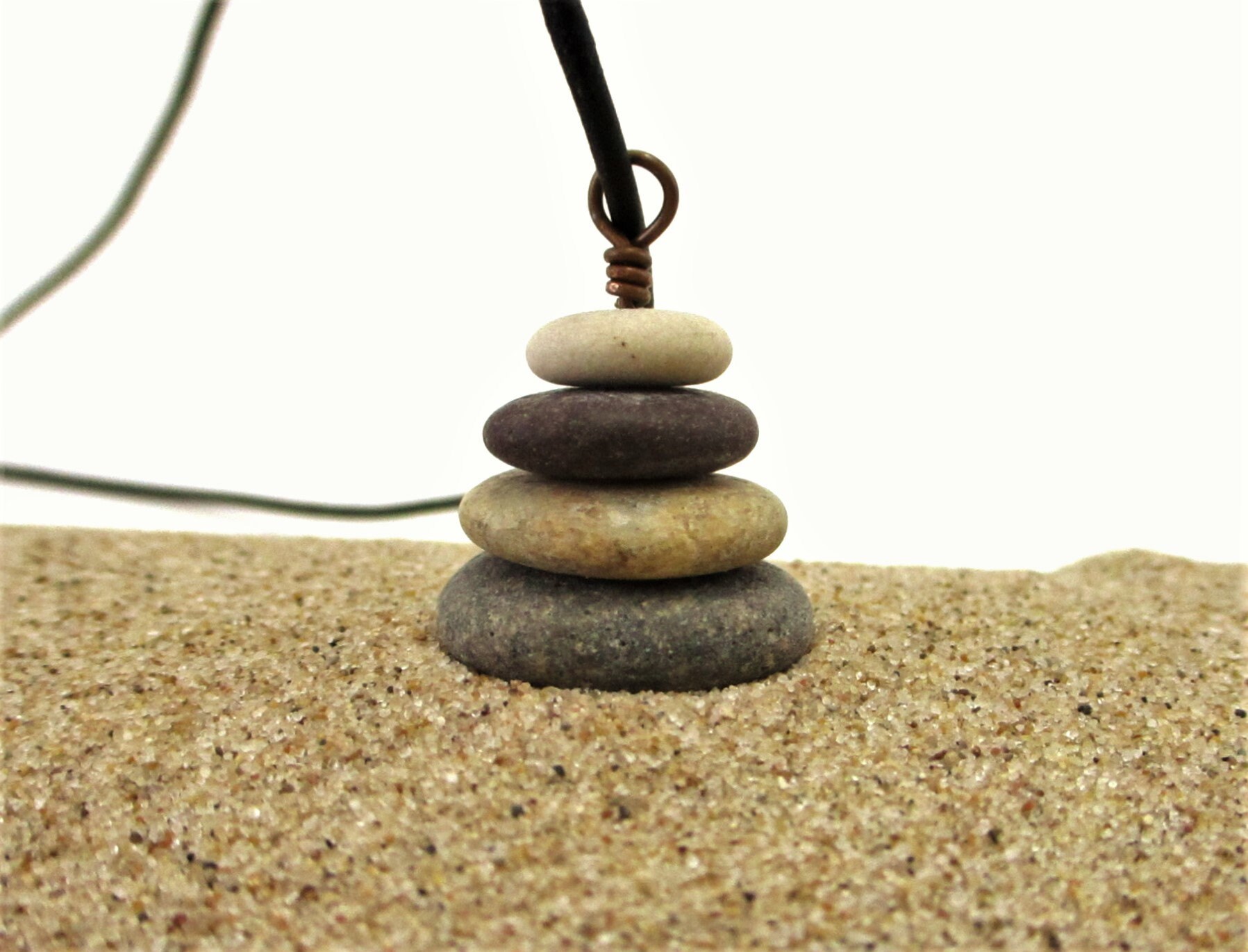Lake Michigan Stone Cairn Necklace, Pebble Pendant with 17 Inch Black ...