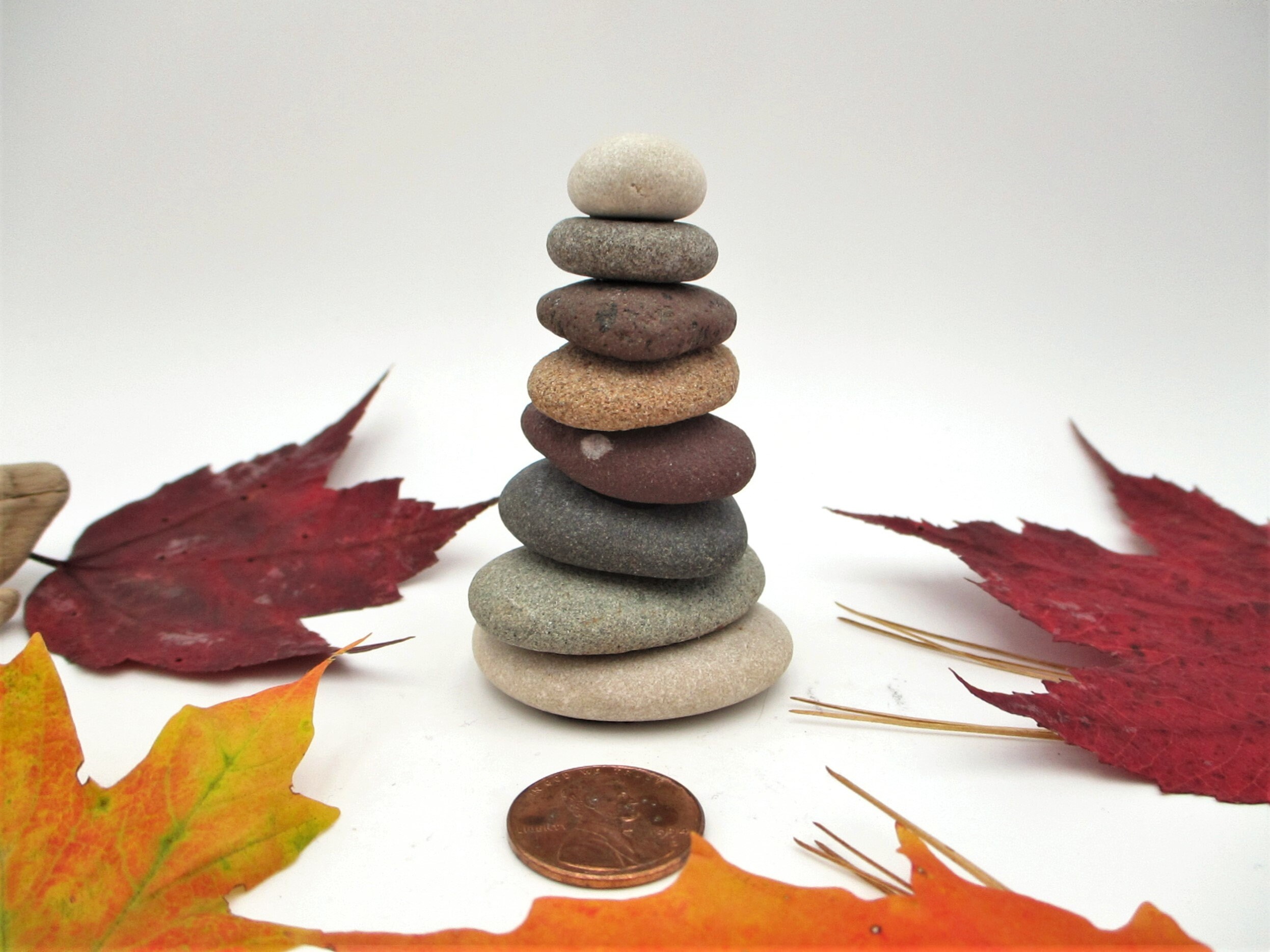 Small and Colorful Lake Michigan Stone Cairn, Nature Inspired Pebble ...