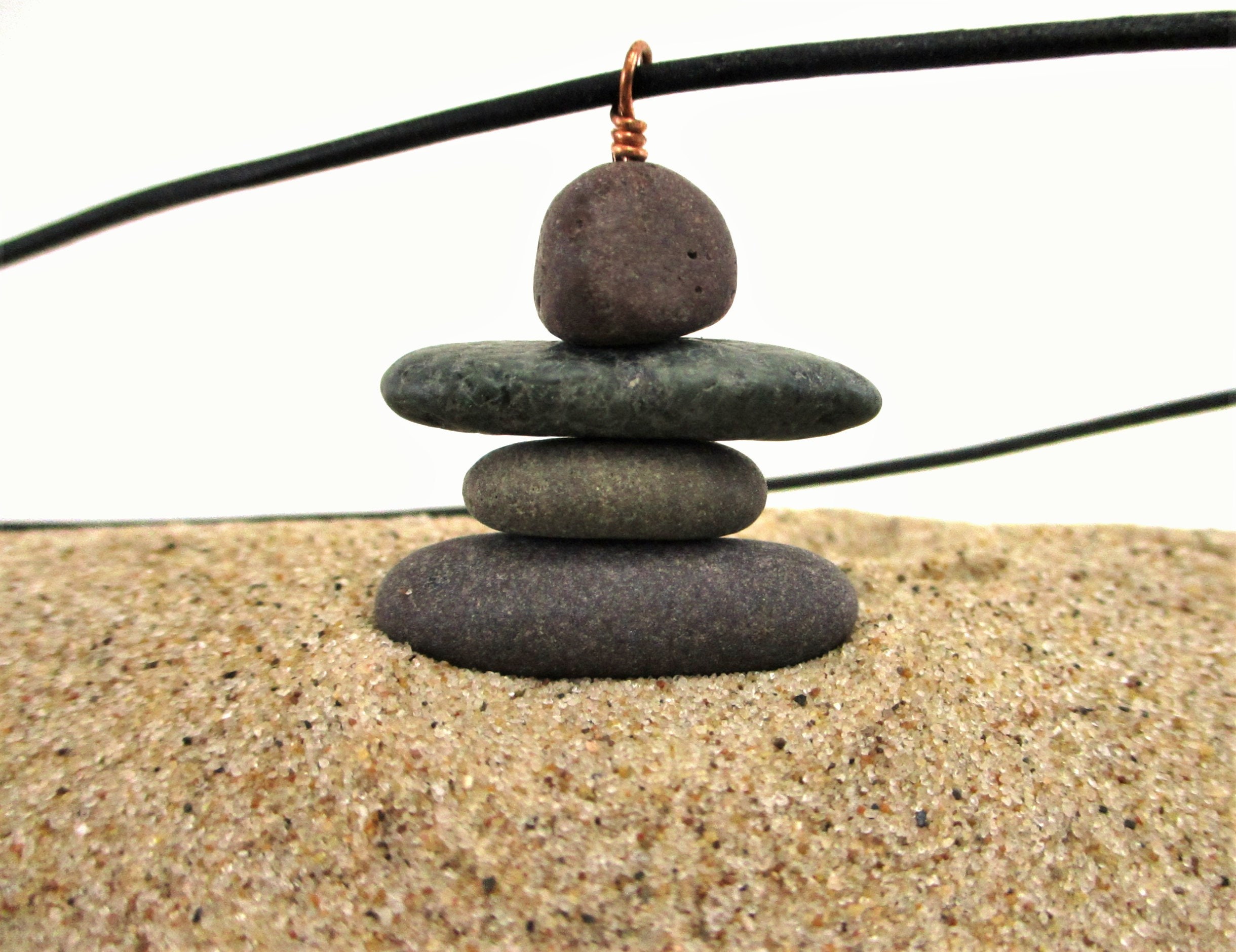 Inukshuk Pendant Necklace from Lake Superior, Long Length Raw Stone ...