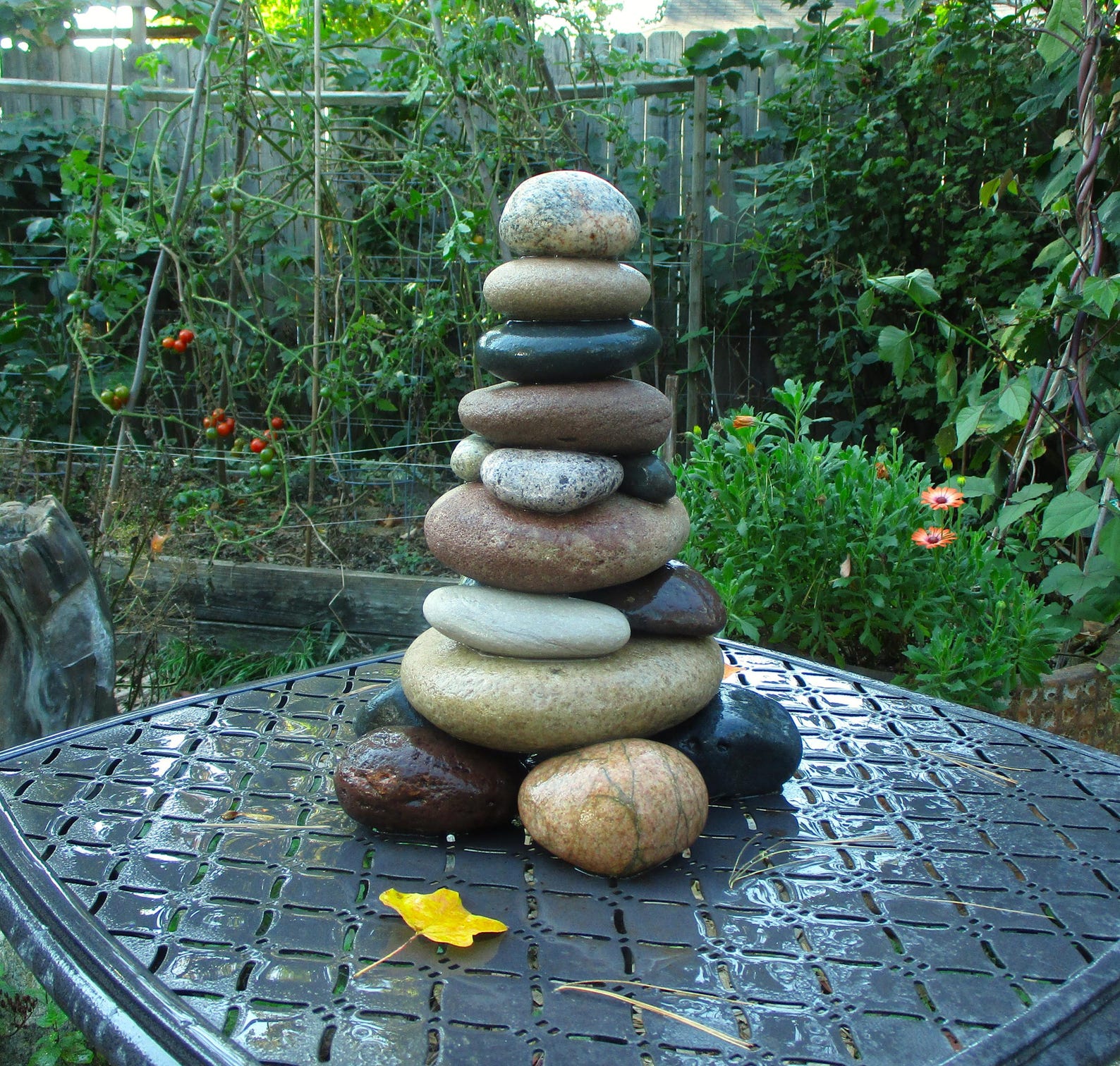 Restackable Beach Stone Cairn: Unique Garden Sculpture, Centerpiece ...