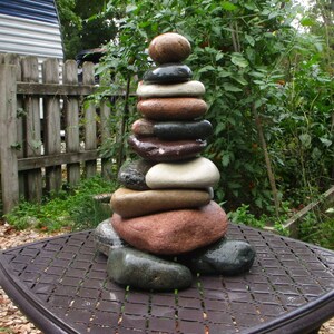 Large Zen Stacked Stone Garden Cairn, Lake Michigan & Lake Superior ...