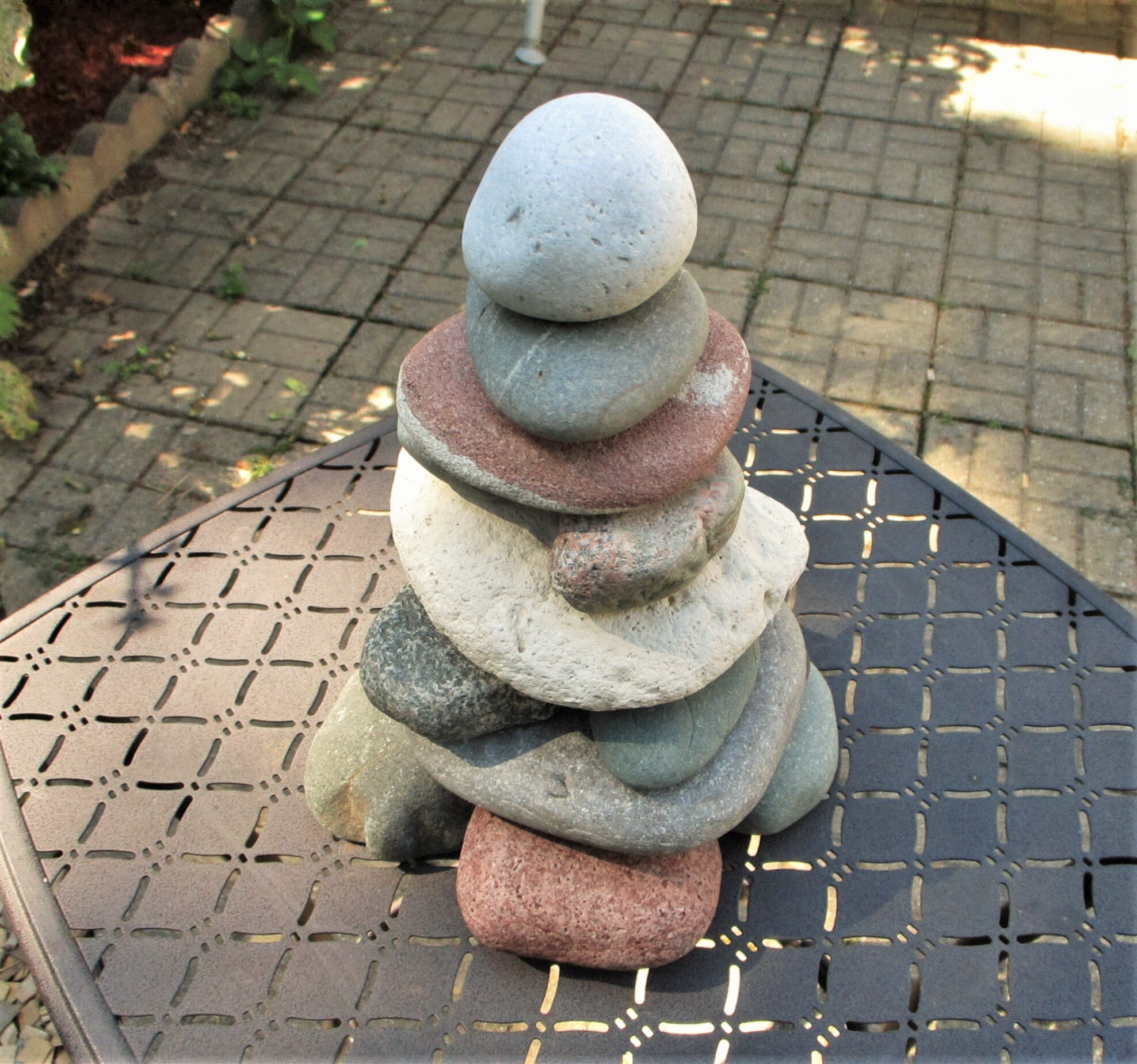 Lake Michigan Large Garden Cairn, Re-Stackable Beach Stone Cairn ...