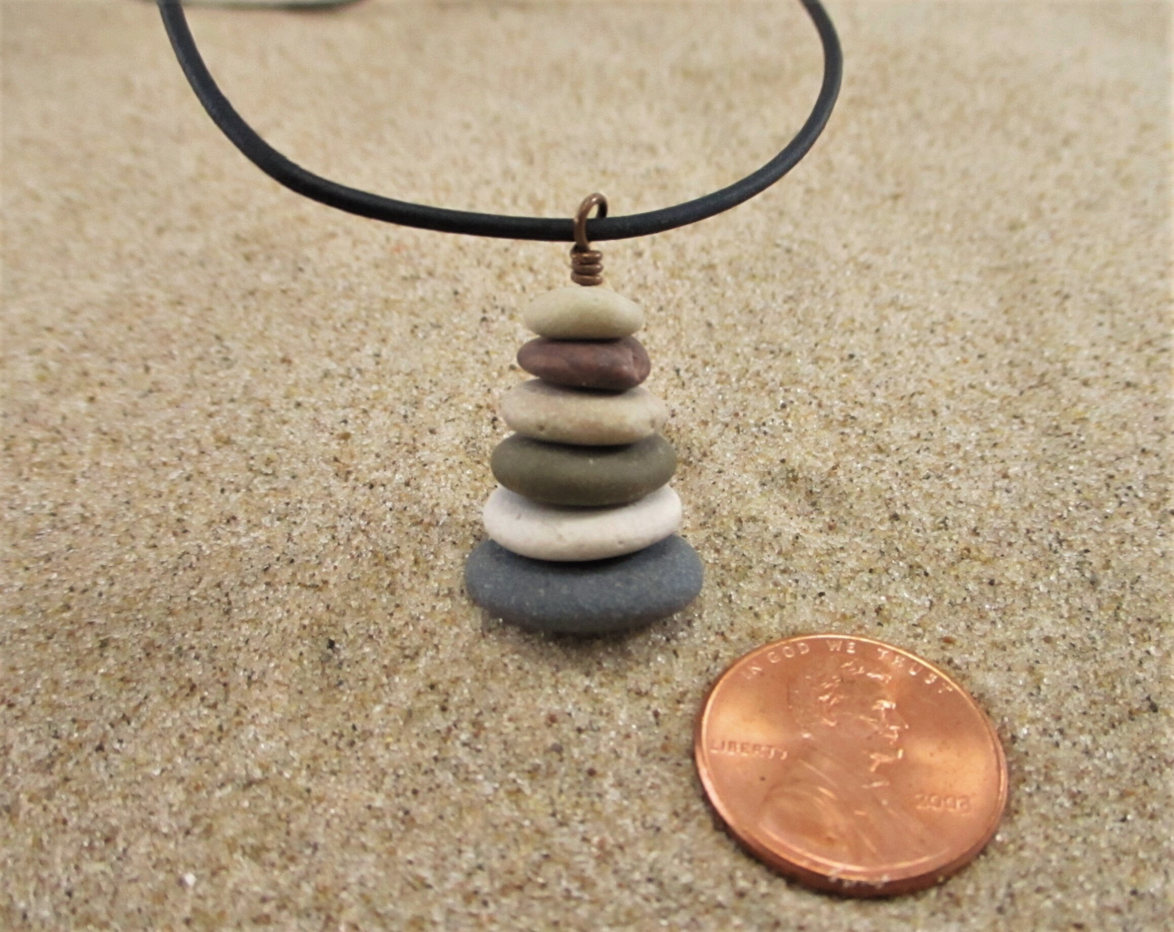 Colorful Stacked Pebble Pendant Necklace, Unique Jewelry Gift for ...