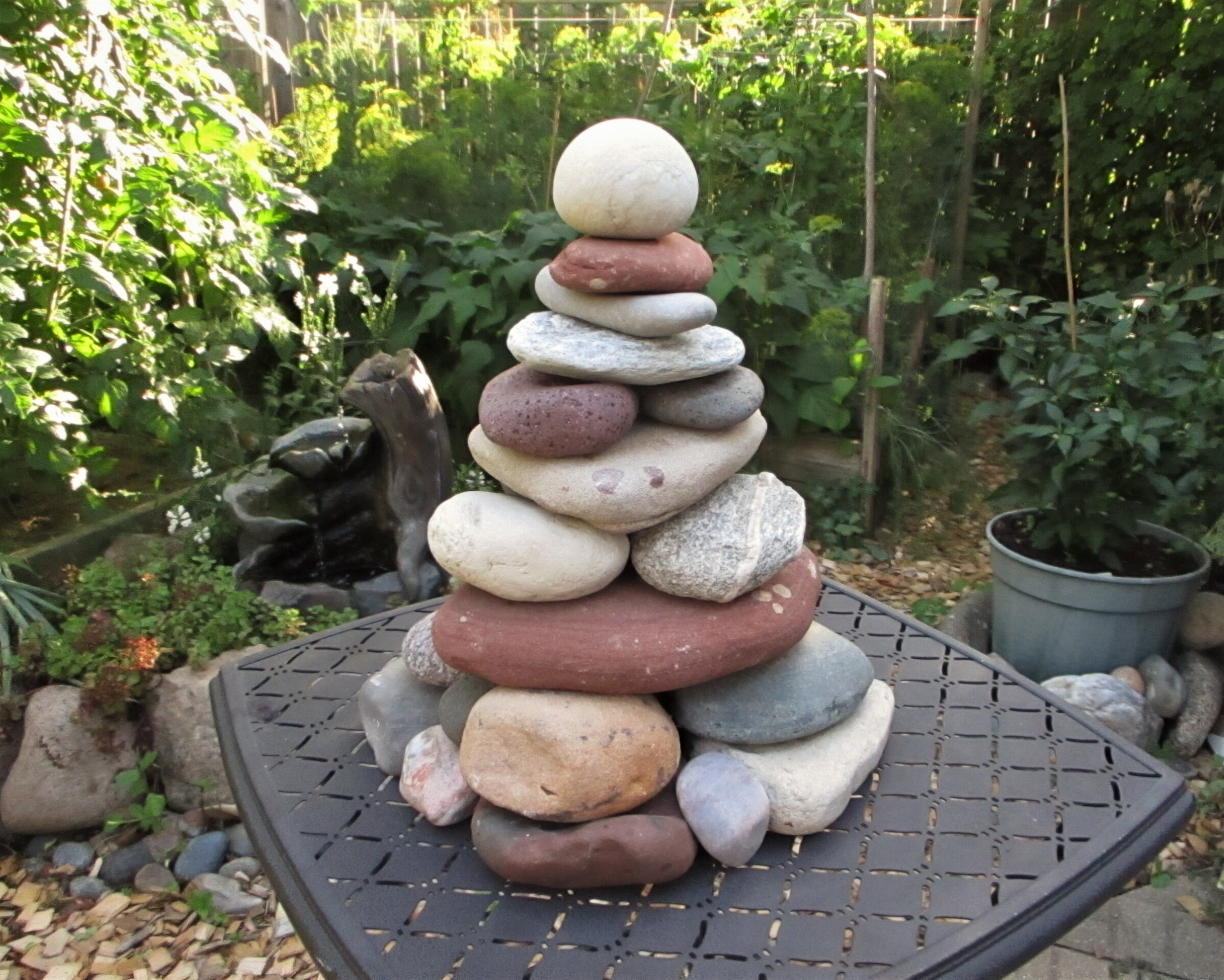 Large Garden Cairn from Lake Michigan & Superior Beach Stones, Re ...