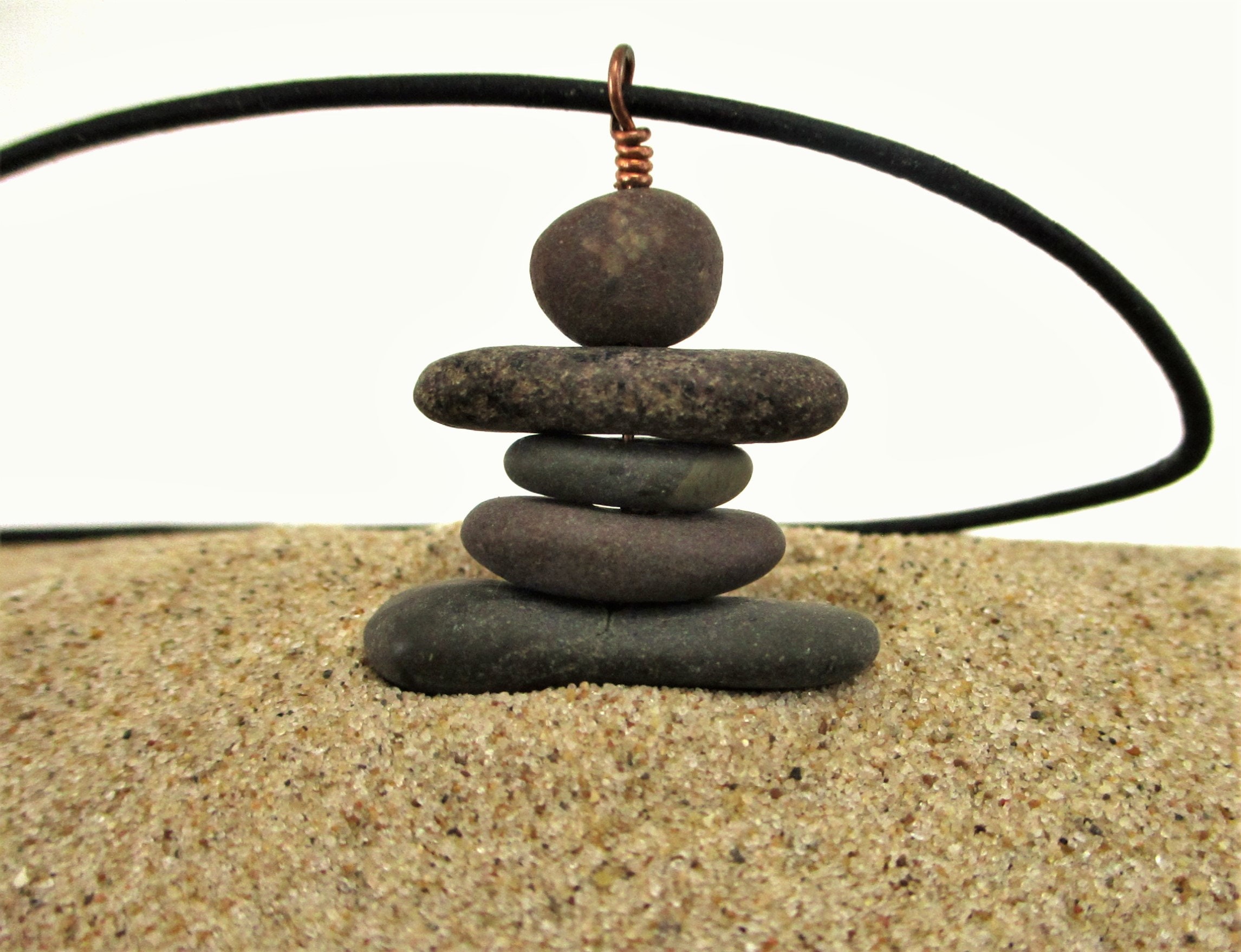 Inukshuk Necklace, Adjustable Lake Superior Inukshuk Style Beach Stone ...