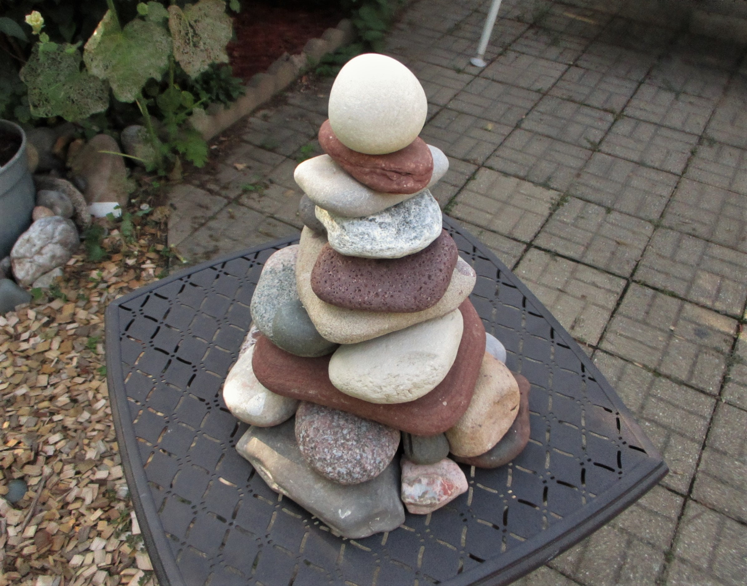 Large Garden Cairn from Lake Michigan & Superior Beach Stones, Re ...