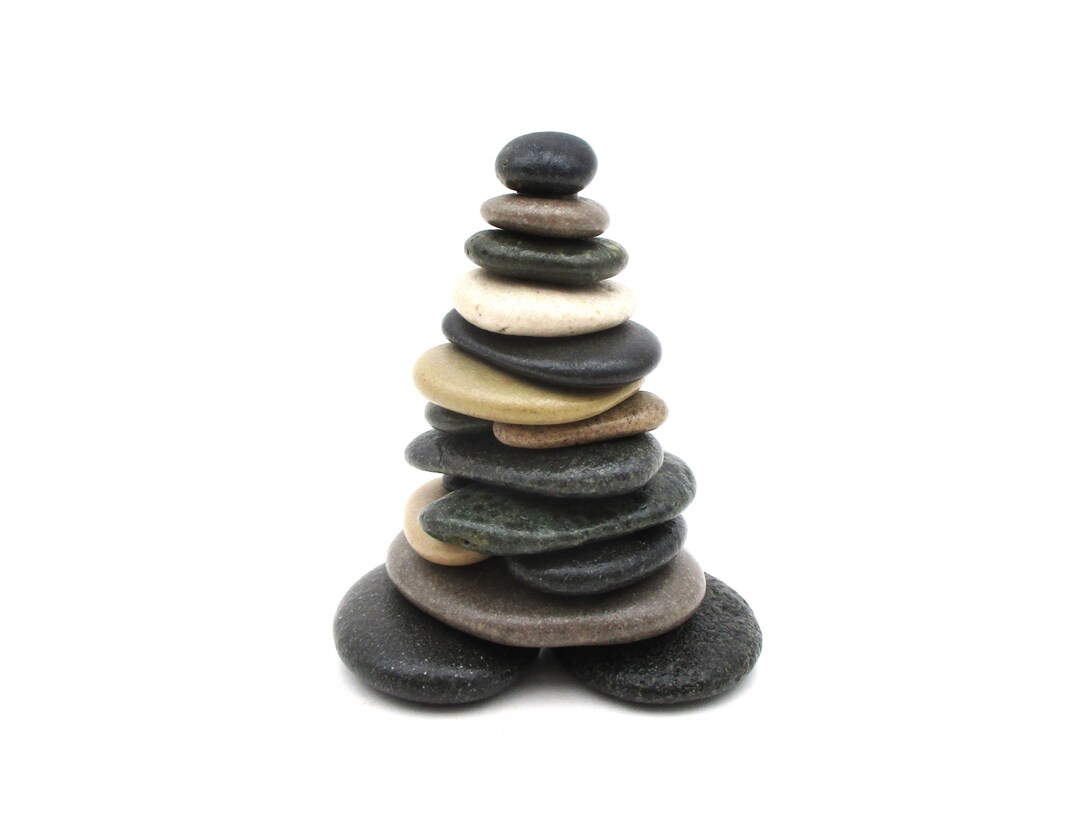 Lake Michigan Stone Cairn: Mini Zen Pebble Art for Beach House Decor ...