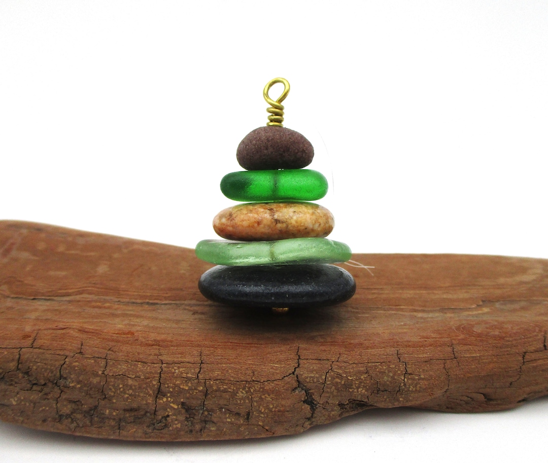 Pebble and Beach Glass Suncatcher Ornament With Card and Organza Bag ...