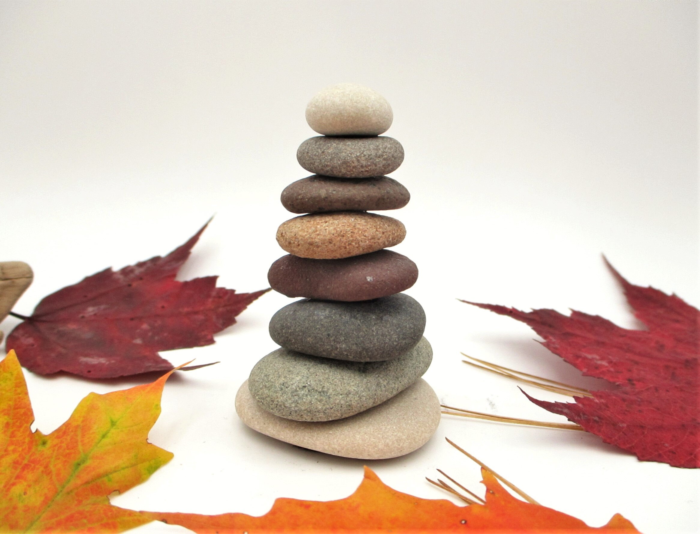 Small and Colorful Lake Michigan Stone Cairn, Nature Inspired Pebble ...