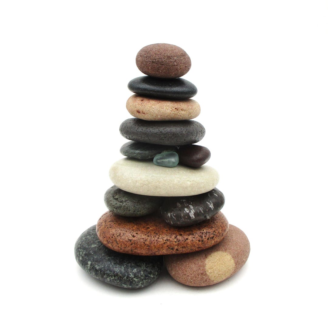 Stone Cairn With Beach Glass #504, Lakes Michigan and Superior Rocks ...