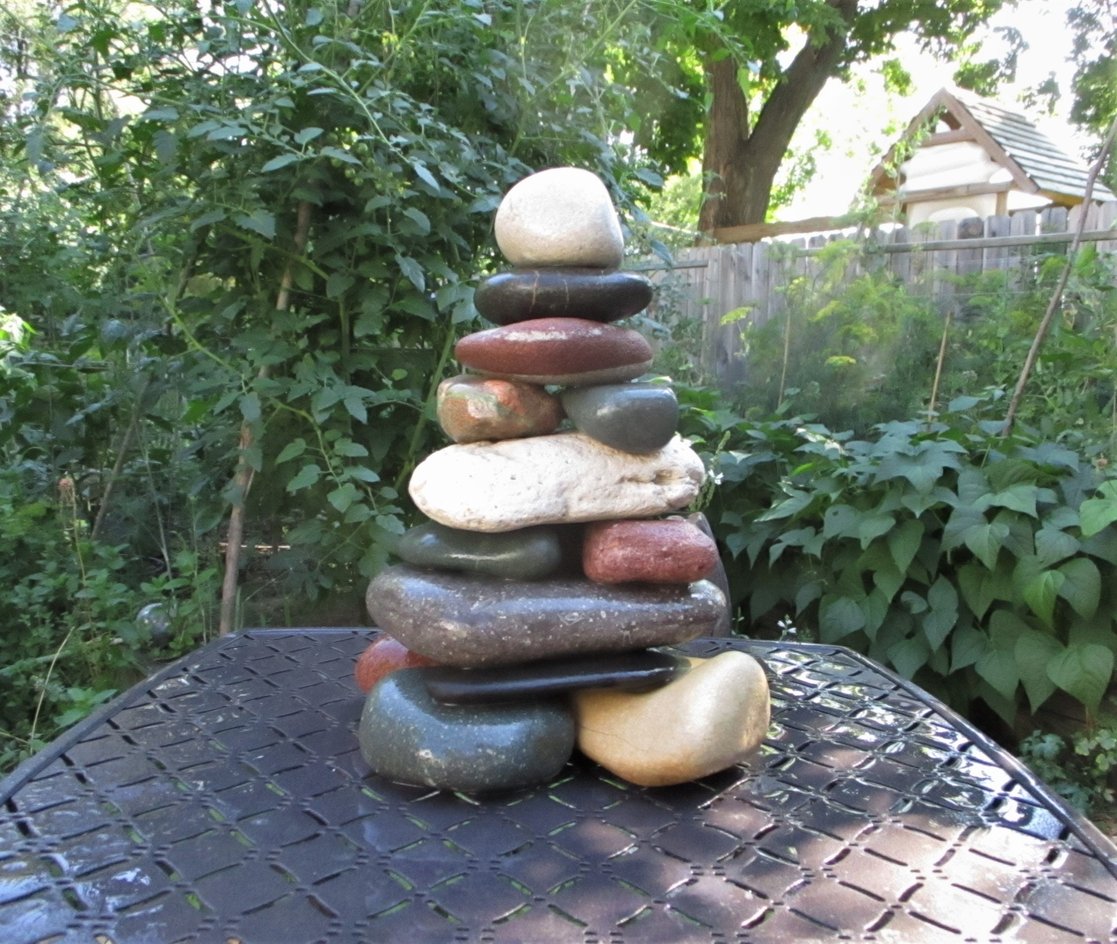 Lake Michigan Large Garden Cairn, Re-Stackable Beach Stone Cairn ...