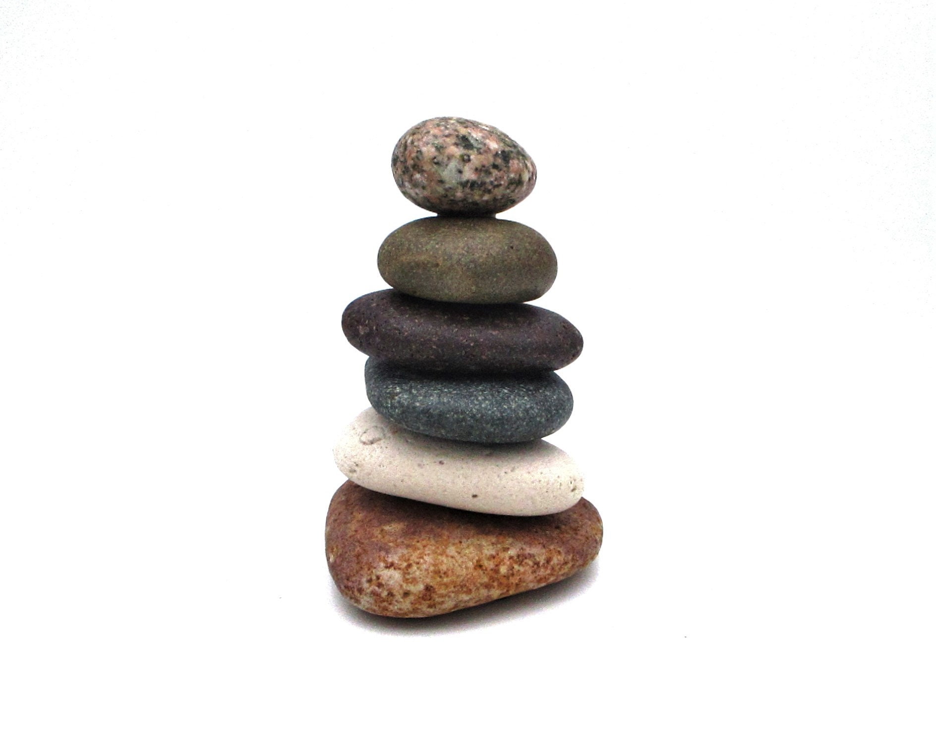 Small Pebble Beach Stone Cairn, Natural Lake Michigan Rock Cairn Marker ...