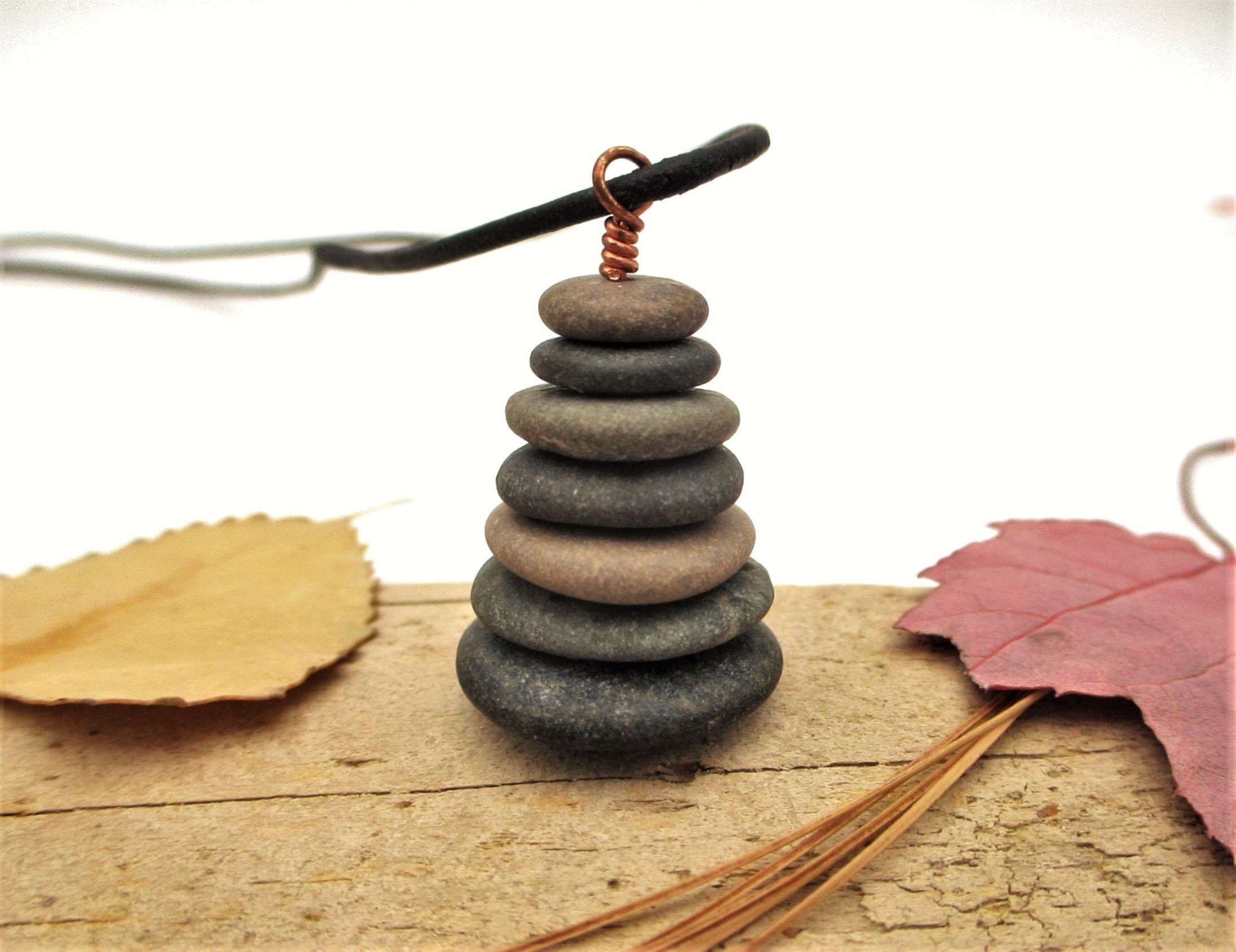 Zen Rock Stack Necklace, Raw Stone Cairn Pendant, Pebble Necklace from ...