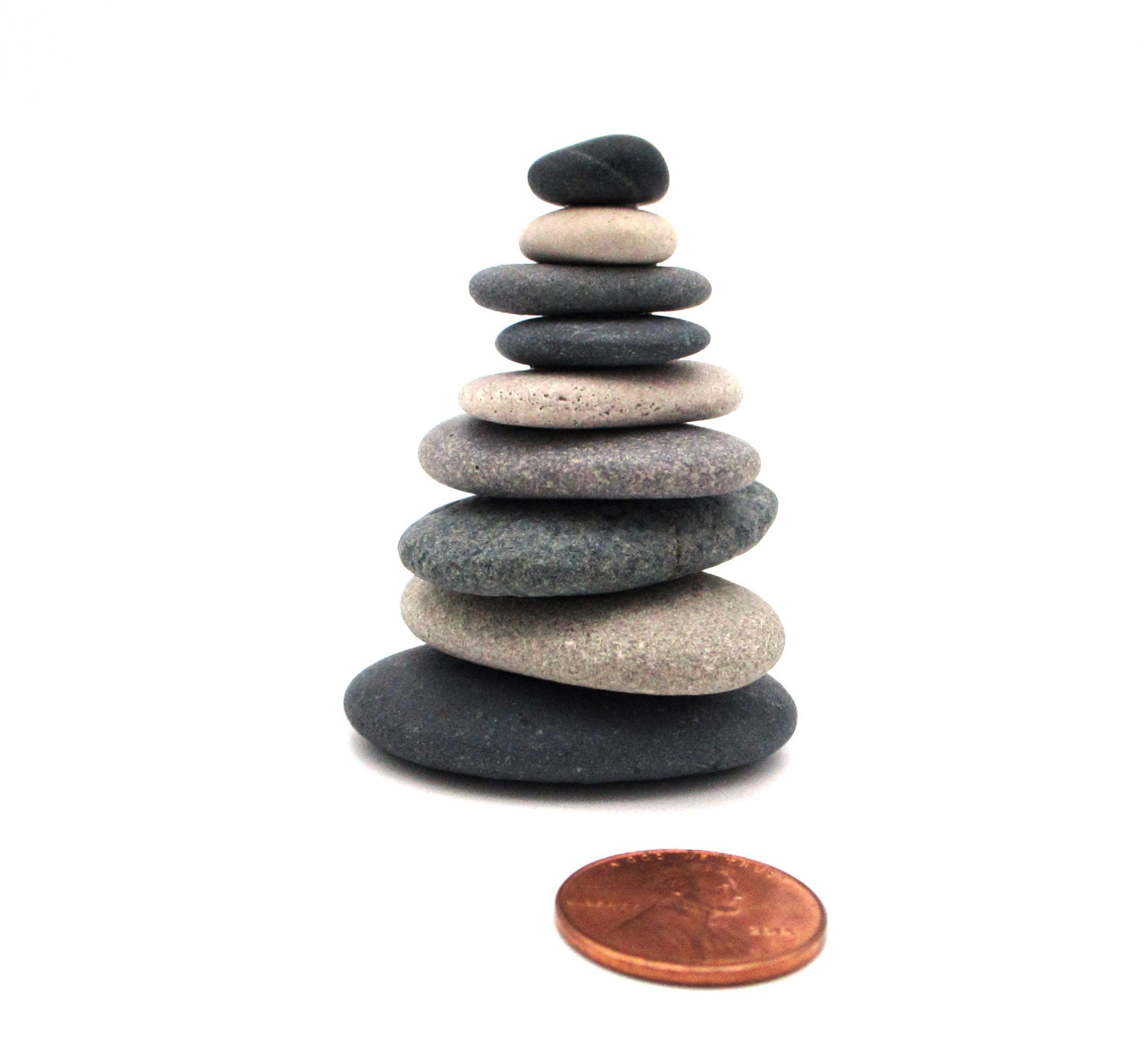 Small Pebble Beach Stone Cairn, Natural Lake Michigan Rock Cairn Marker ...