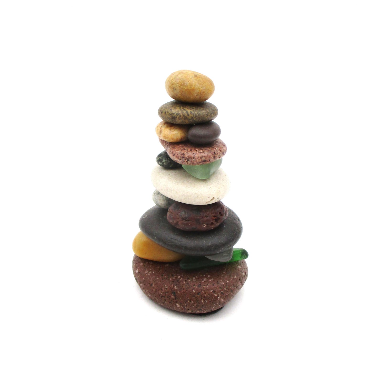 Mini Pebble Cairn With Beach Glass: Nature-inspired Lake Michigan ...