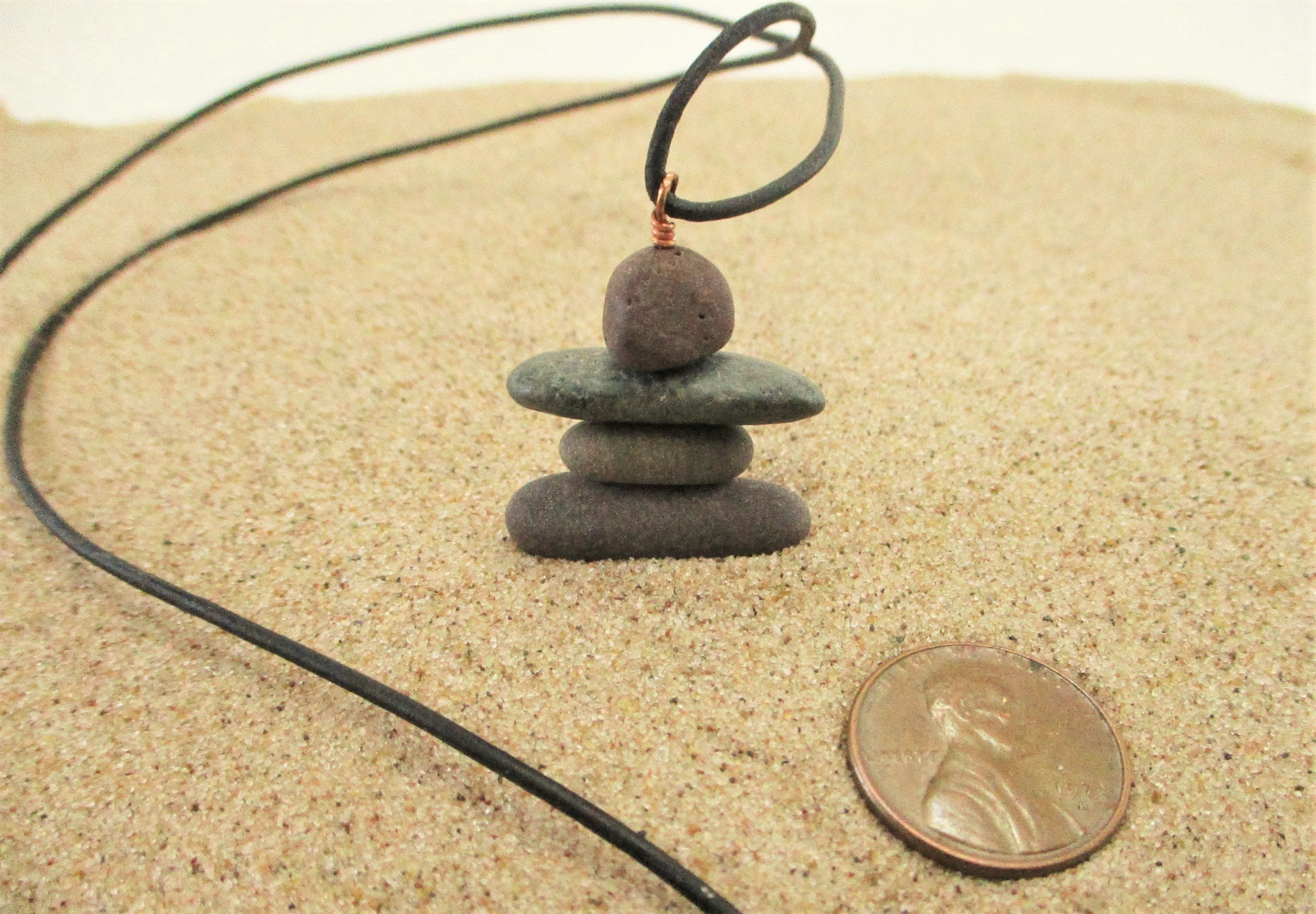 Inukshuk Pendant Necklace from Lake Superior, Long Length Raw Stone ...