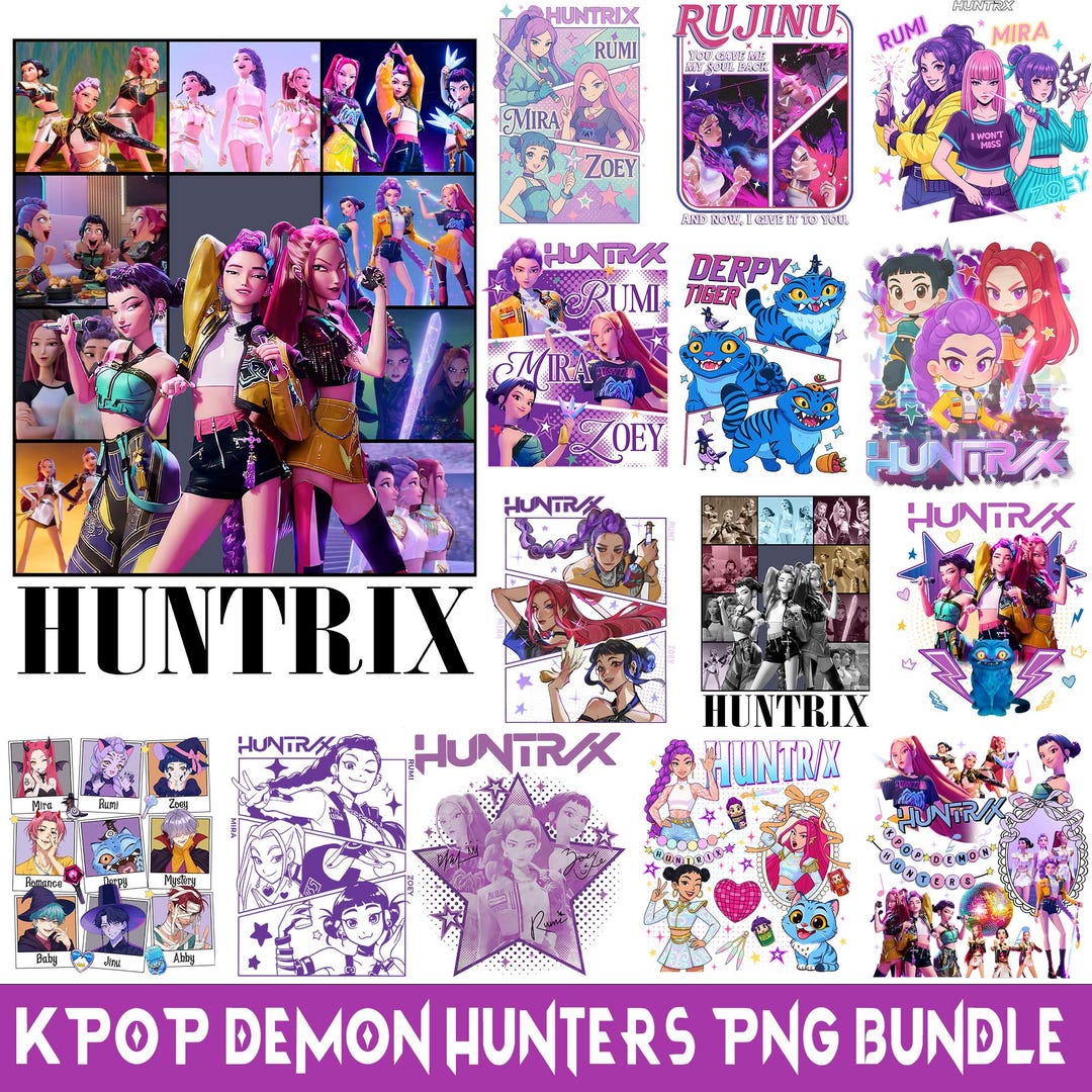 Huntrix Kpop PNG Bundle : Demon Hunters Png, Huntrix Fan Art Graphics ...