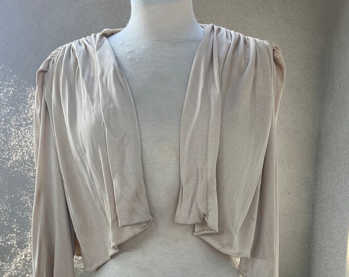 Vintage 70s Disco Shrug Bolero Jacket Jersey Stretch Champagne Color Sz ...