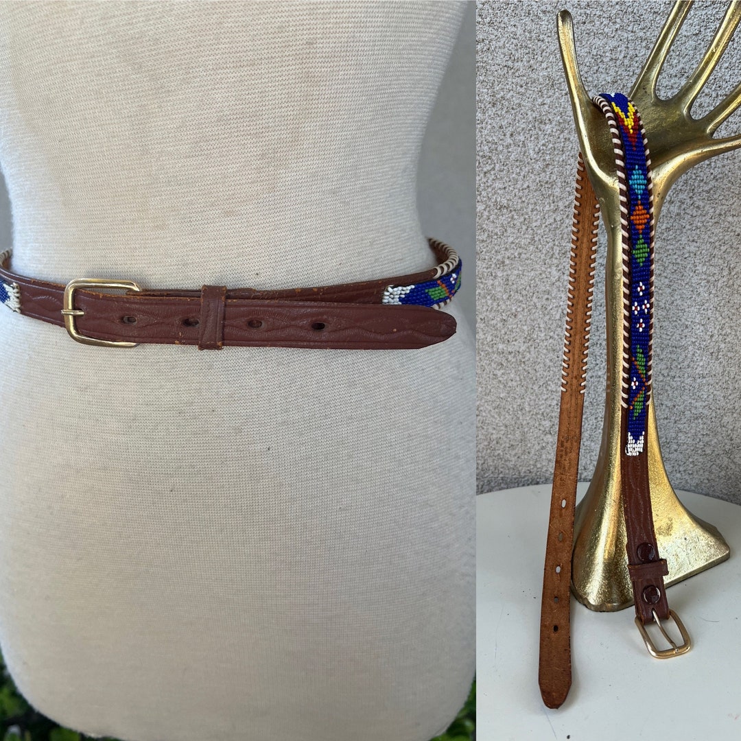 Vintage Souvenir Belt Southwestern Style Beaded Leather Fits 27-31 - Etsy
