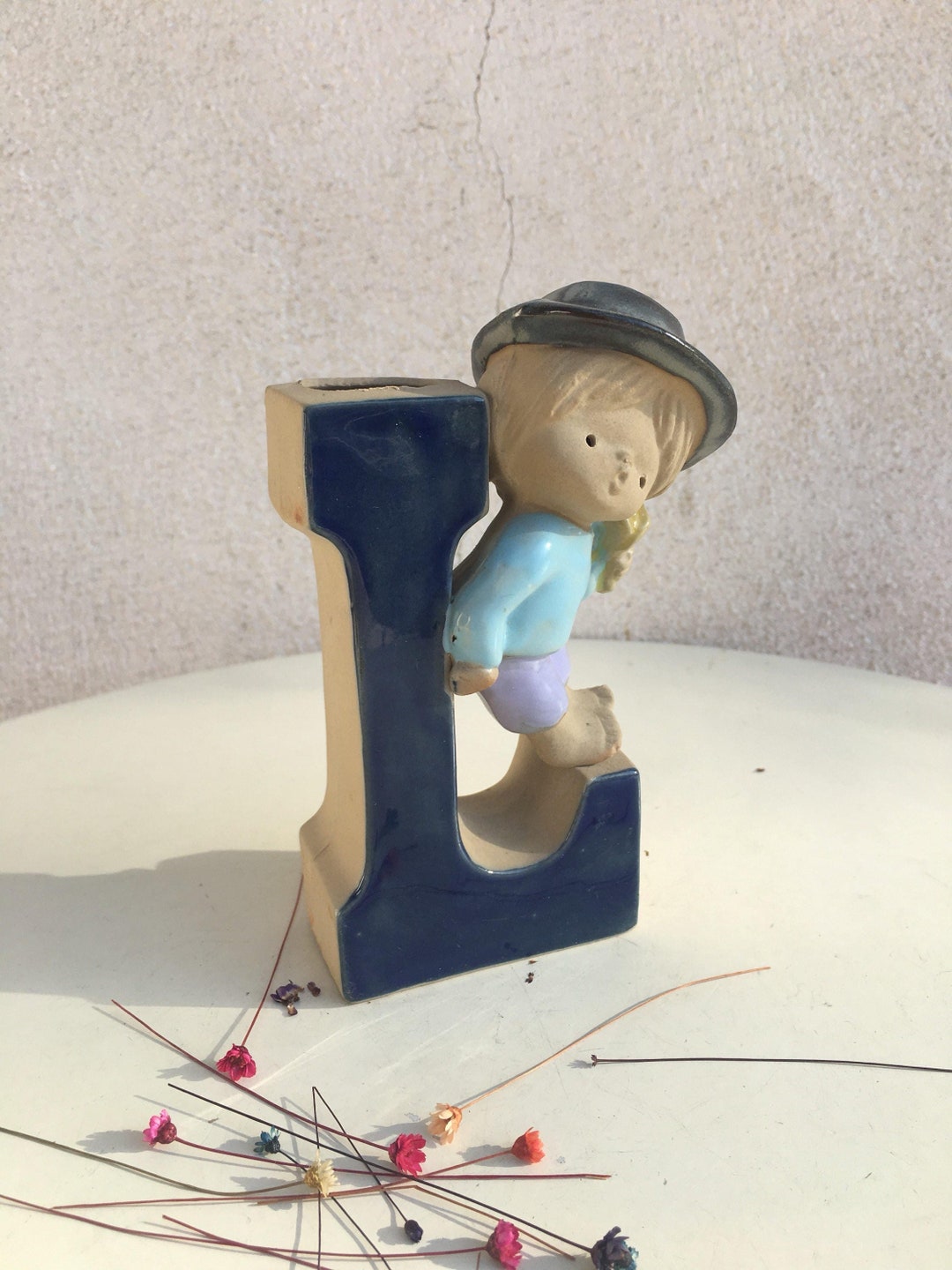 Vintage Kitsch Mini Letter Ceramic Vase Figurine Letter L With - Etsy