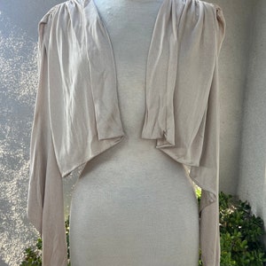Vintage 70s Disco Shrug Bolero Jacket Jersey Stretch Champagne Color Sz ...
