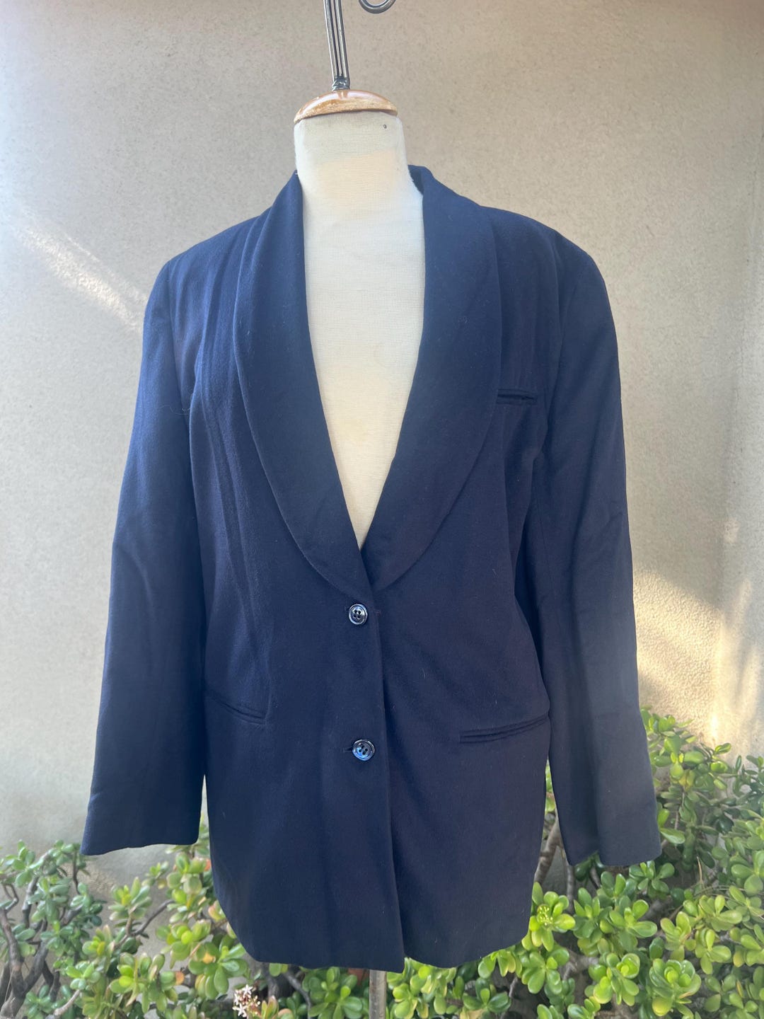 Vintage Alan Austin Cashmere Blazer - Navy Blue Preppy Jacket Sz 40 M ...