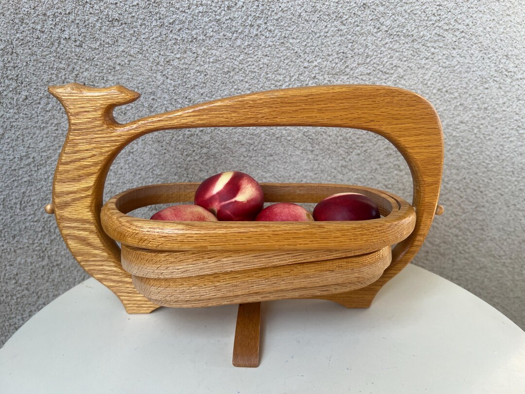 Vintage Fruit Wood Collapsible Basket Whale Theme by Don Macaskill - Etsy