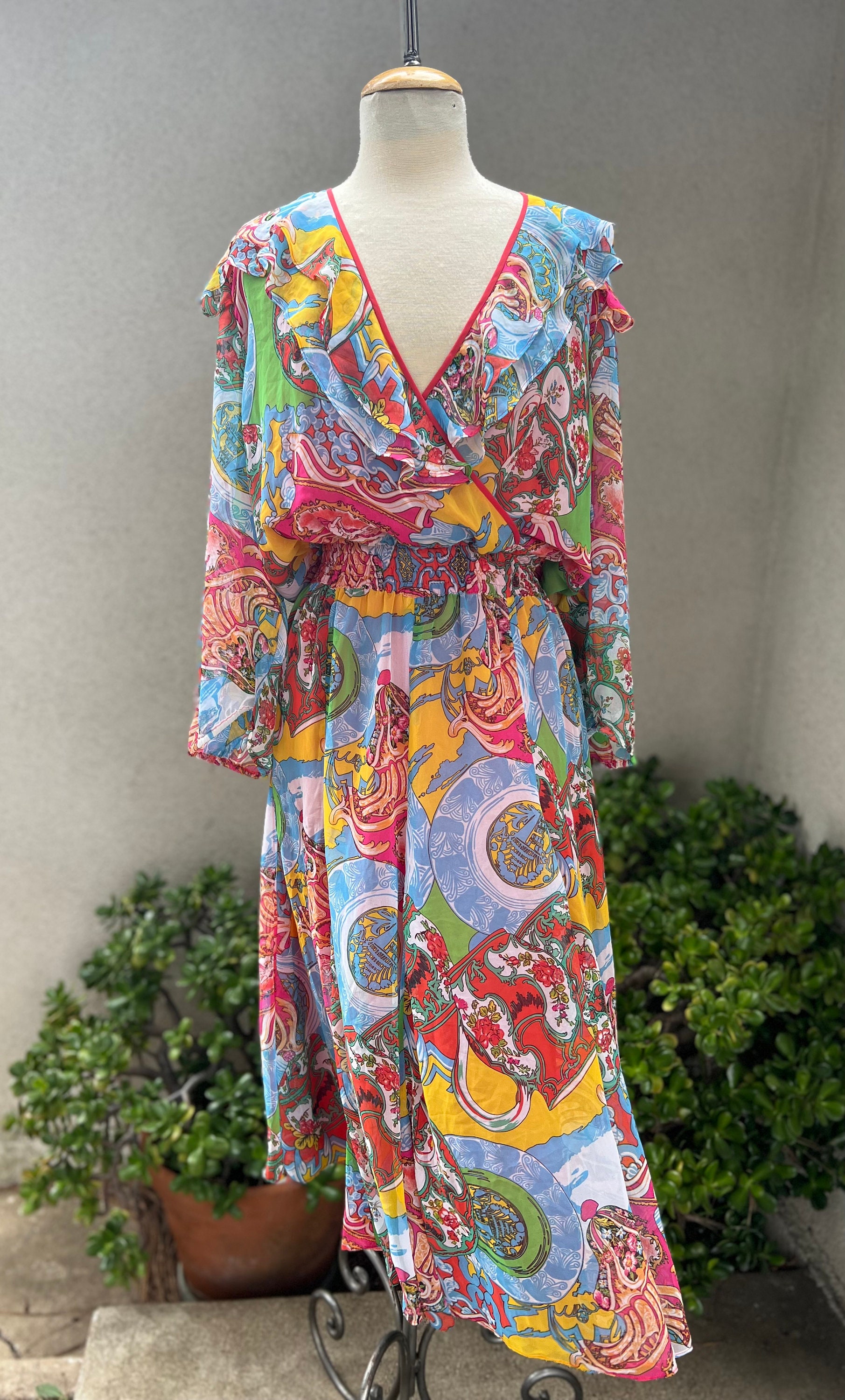Vintage Diane Freis Ruffle Maxi Dress Georgette Chiffon Vintage Diane Freis Ruffle Maxi Dress Georgette Chiffon