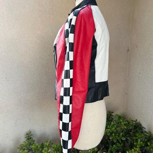 Vintage Leather Jacket Checkers Racing Theme Sz S by Split End Ltd. - Etsy