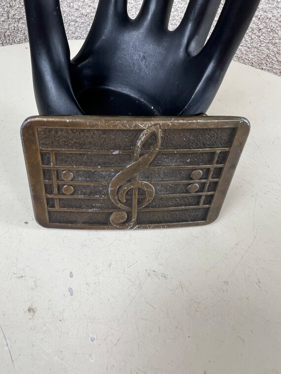 Vintage 1974 musical notes metal rectangular belt buc… - Gem