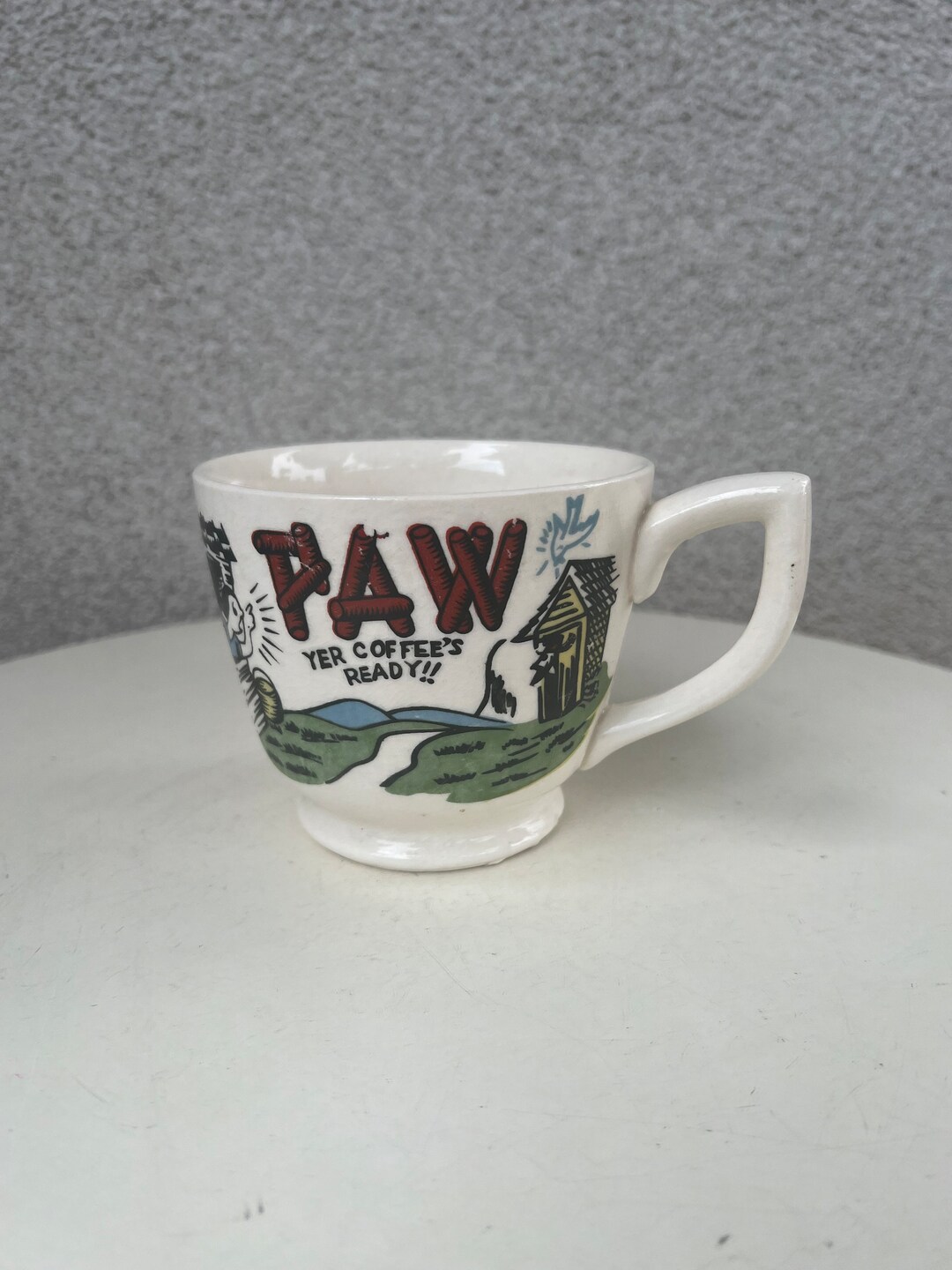 Vintage Kitsch Mug Hillbilly Theme Paw Yer Coffee’s Ready!! Holds 10 Oz ...