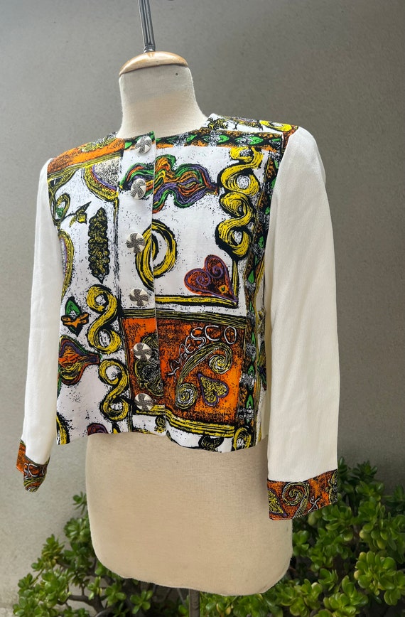 Vintage Glam 80s bolero style jacket white with avant… - Gem