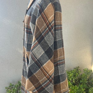 Vintage Mod Wool Brown Plaid Jacket or Short Coat Grey Brown Tones ...