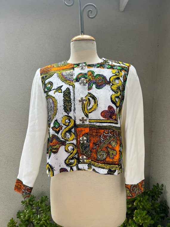 Vintage Glam 80s bolero style jacket white with avant… - Gem