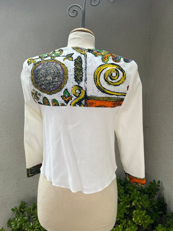 Vintage Glam 80s bolero style jacket white with avant… - Gem