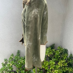 Vintage Kippys Olive Green Shearling Jacket Rhinestone Glitter Bell ...
