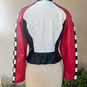 Vintage Leather Jacket Checkers Racing Theme Sz S by Split End Ltd. - Etsy