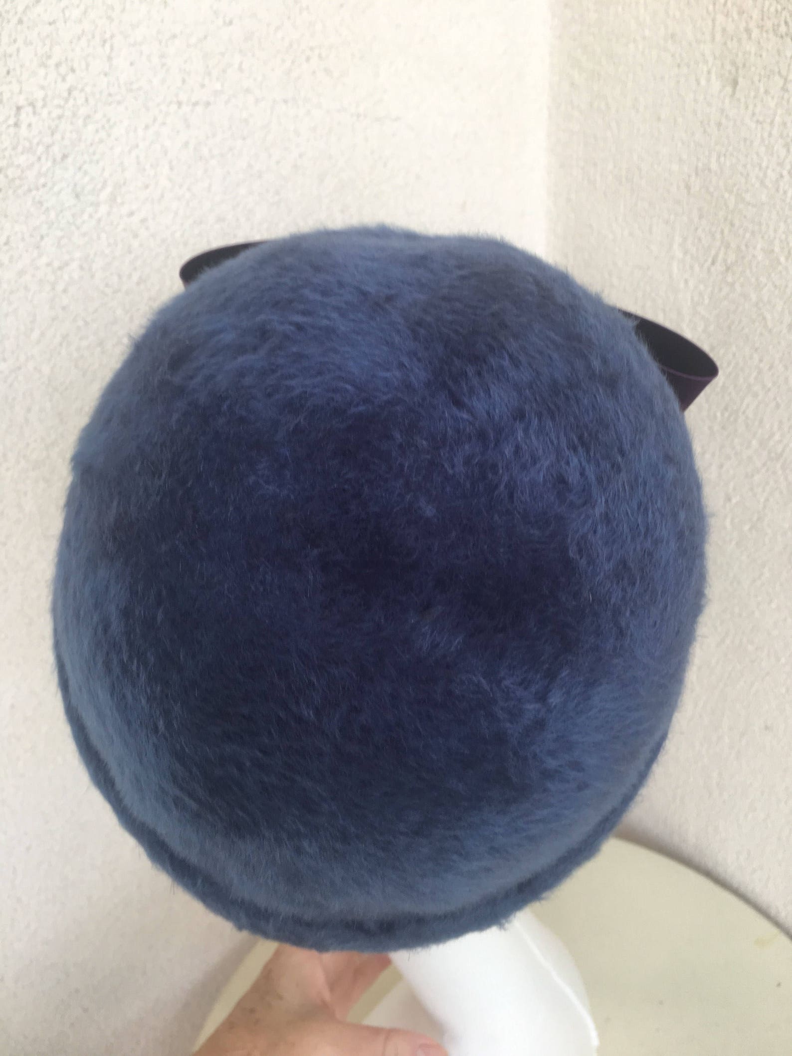 Vintage Mid Century Royal Blue Fuzzy Formal Hat Purple Bow - Etsy