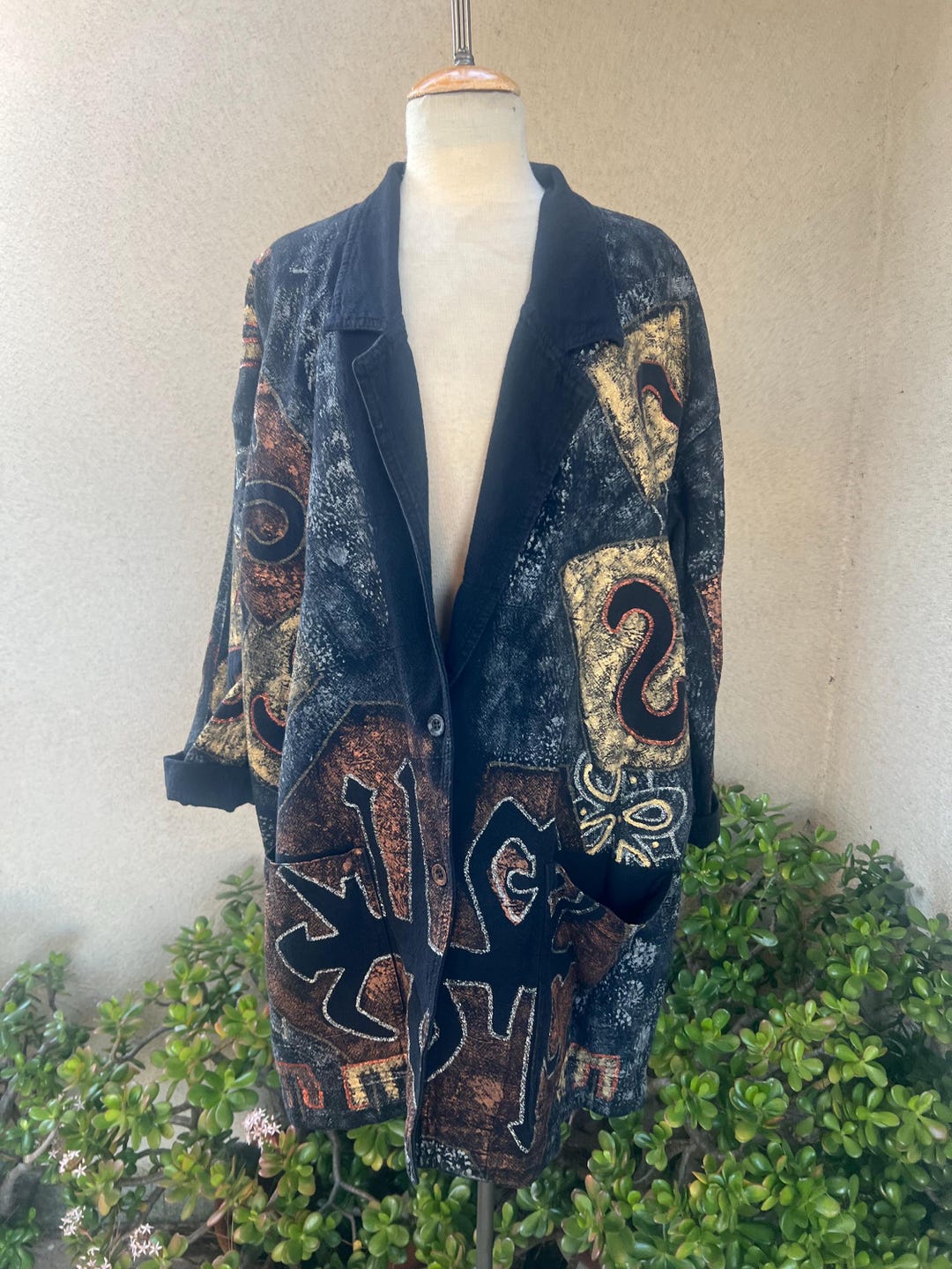 Vintage Boho Long Jacket Art to Wear Sz S/M by Color Me Cotton - Etsy