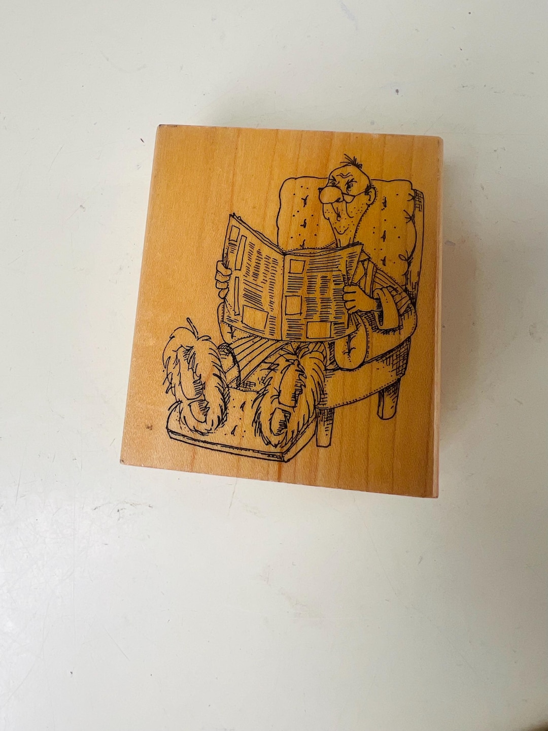 Vintage New 1996 Rubber Stamp “ Old Man Couch Potato” by Art ...
