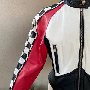 Vintage Leather Jacket Checkers Racing Theme Sz S by Split End Ltd. - Etsy