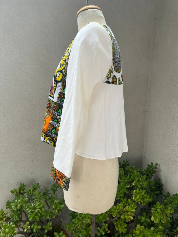 Vintage Glam 80s bolero style jacket white with avant… - Gem