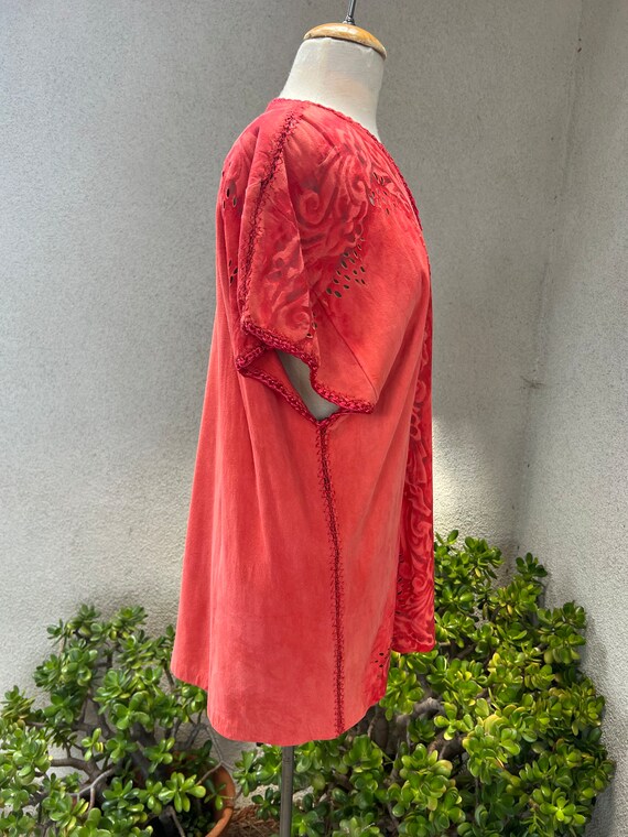 Vintage rust orange suede vest art to wear floral cut… - Gem